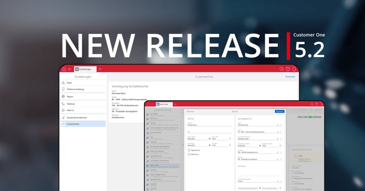 Neue Features: CustomerOne Version 5.2